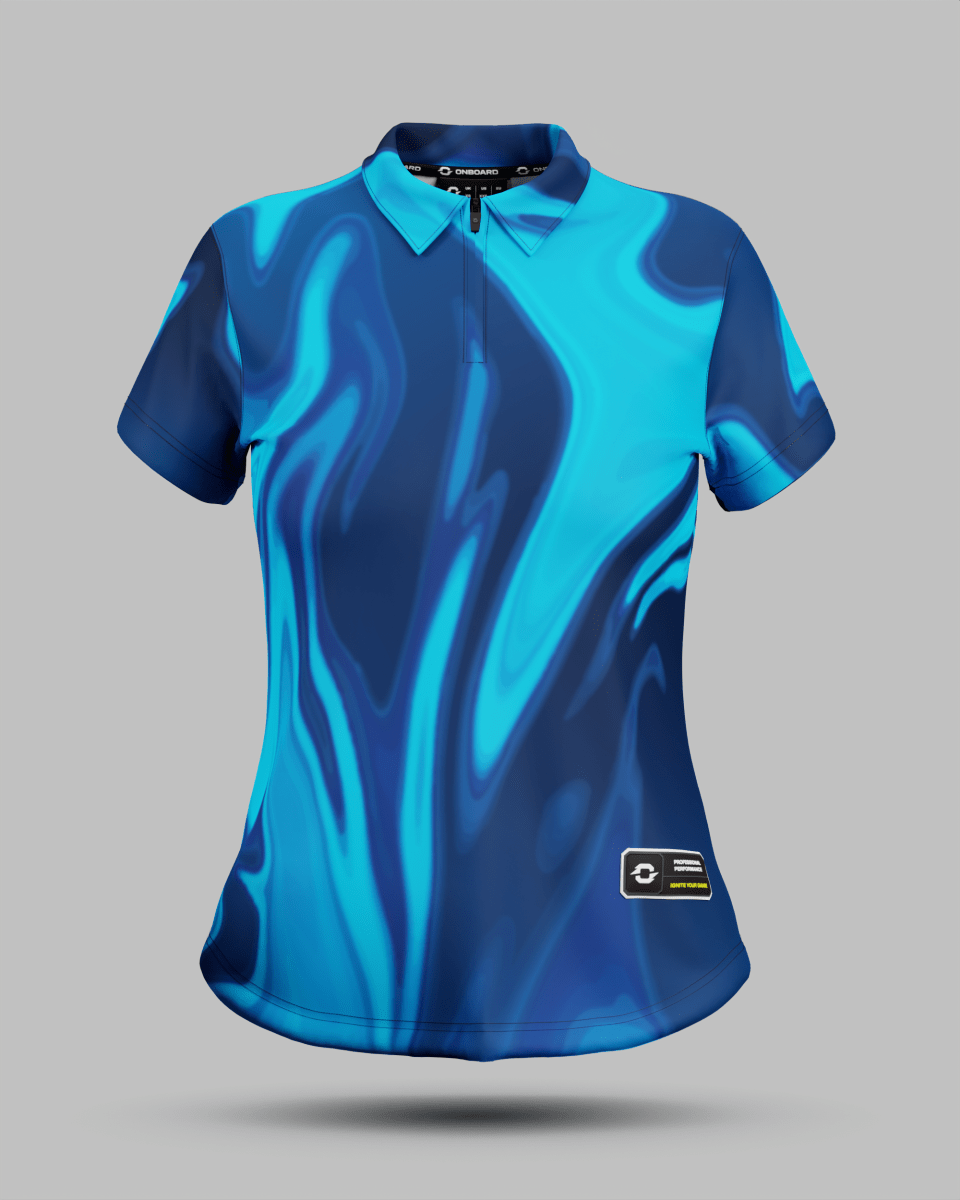 Womens Wave 1/4 Zip Polo Collar Jersey